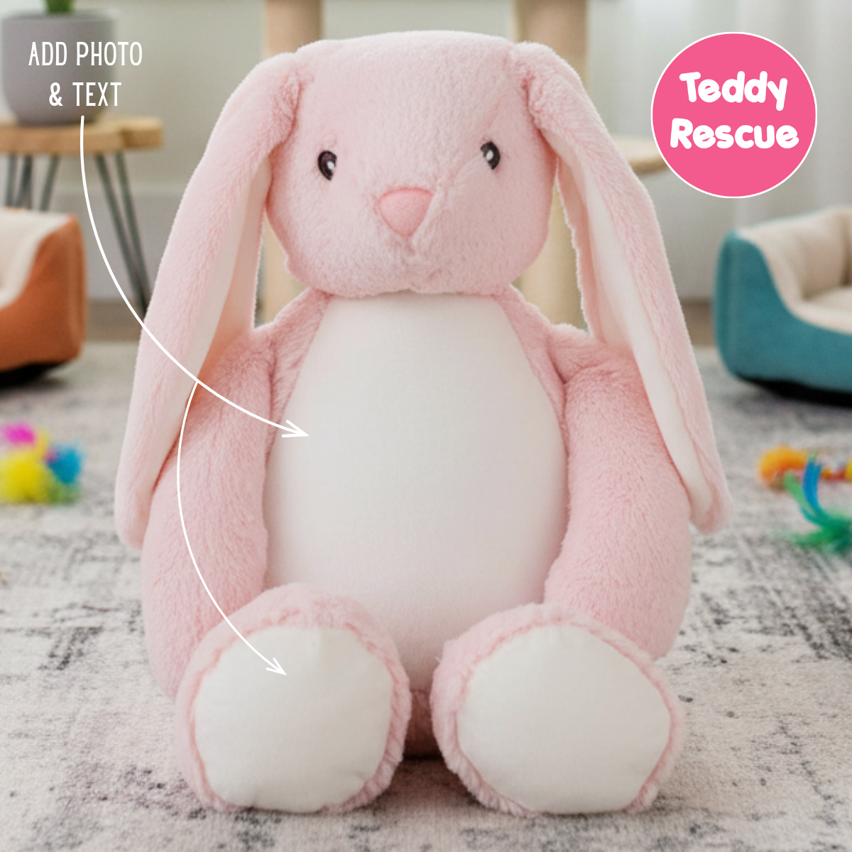 Personalised Large Pink Bunny Teddy – Teddy Rescue