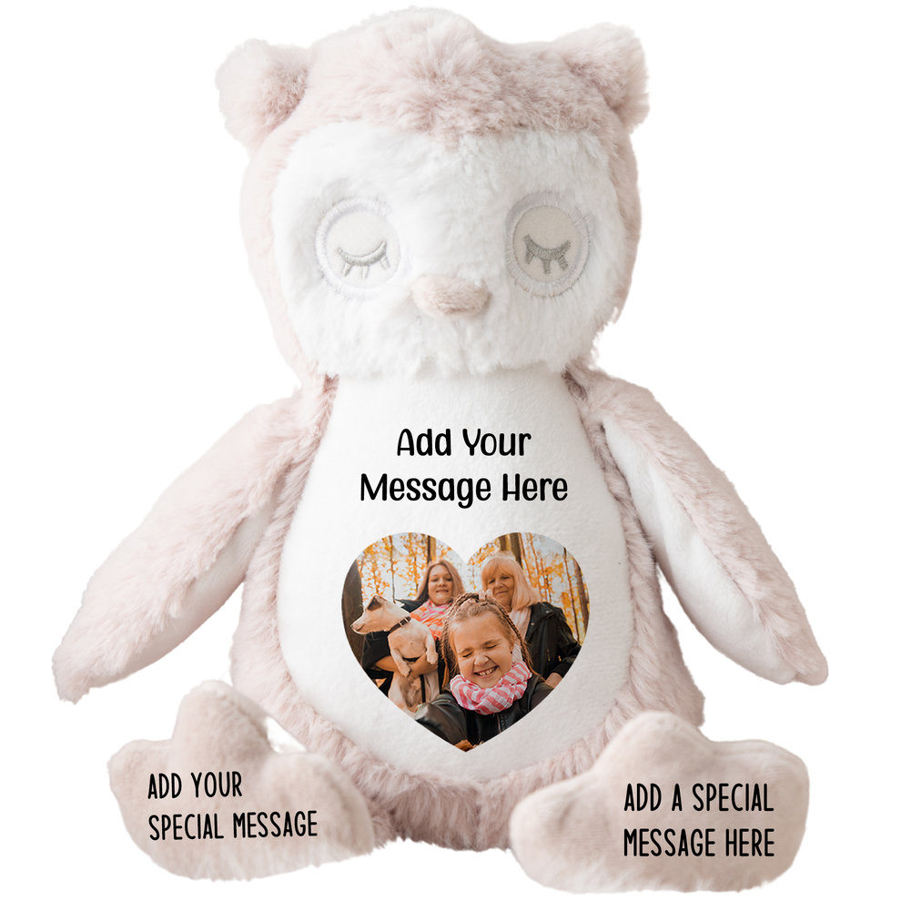 Personalised Owl Teddy – Add Your Photo, Name or Message – Teddy Rescue