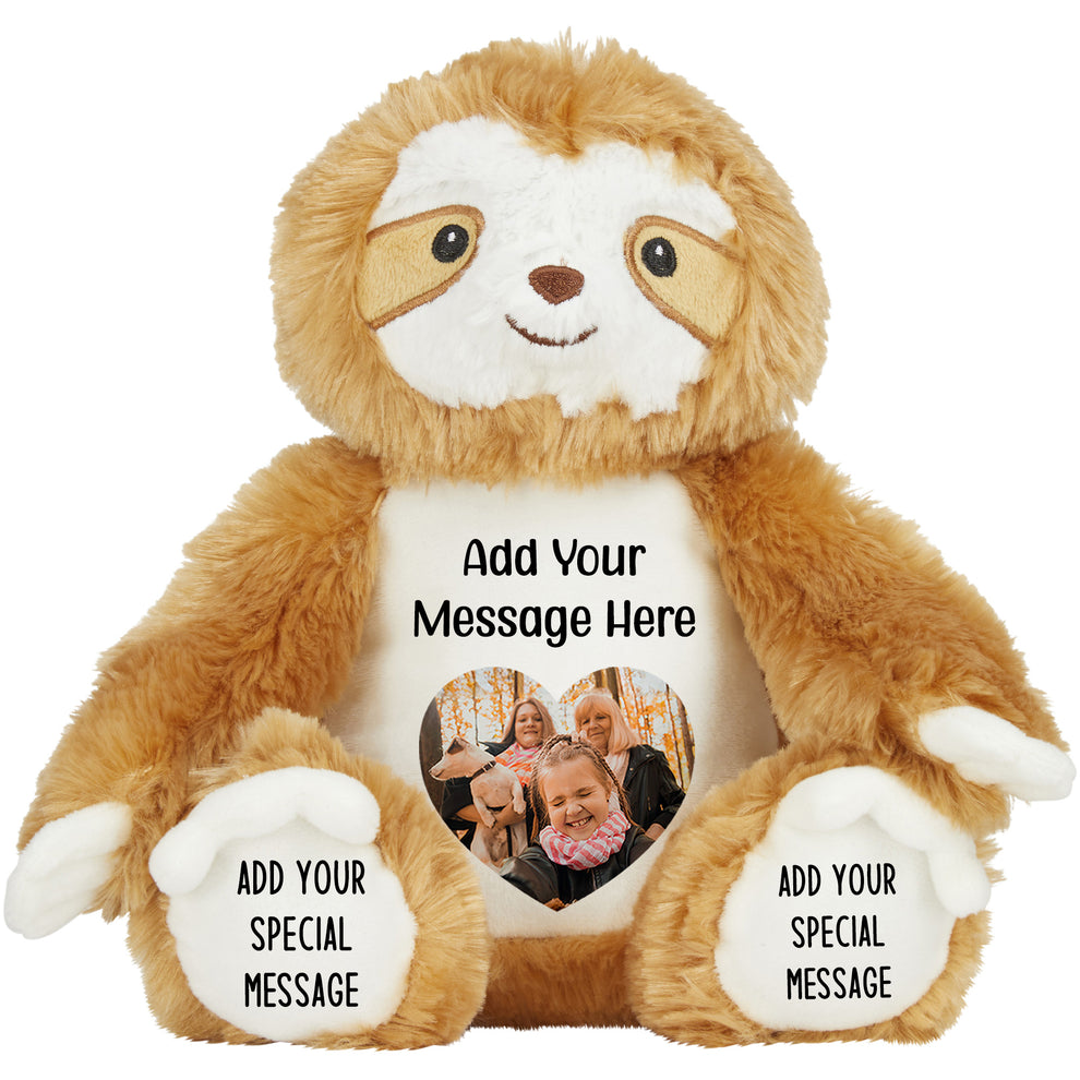Personalised Sloth Teddy – Add Your Photo, Name or Message – Teddy Rescue